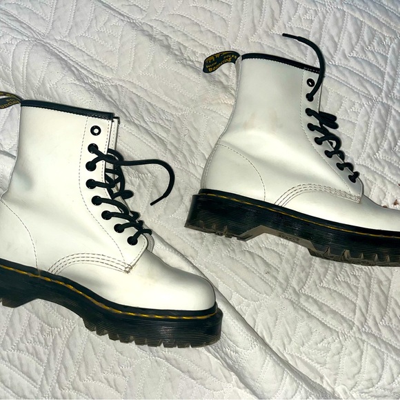 Dr. Martens | Shoes | White Doc Martens Little Bit Of A Platform Worn ...